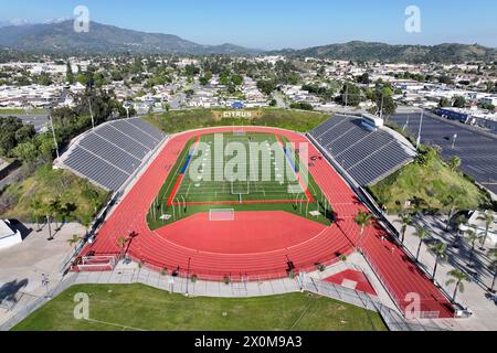 A general overall aerial view of Citrus Stadium Football field and ...