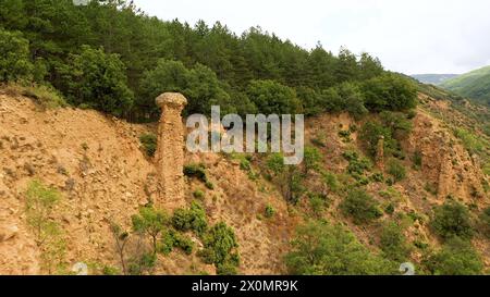 Aerial view of rock formation Stob pyramids, Rila Mountain, Kyustendil ...