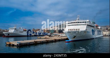 The port of Naples, Italy with two ferries docked Stock Photo - Alamy