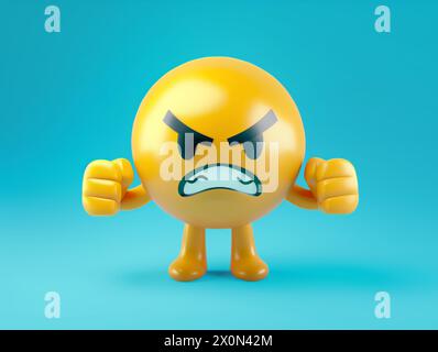 Smilie face angry boxer emoji 3d render happy Stock Photo - Alamy
