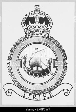 Crests and mottoes of RAF squadrons, including No.61 Squadron with the ...