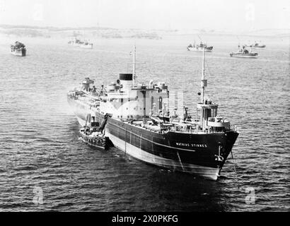 GERMAN MERCHANT SHIPS HERE. 28 JUNE 1945, METHIL, ON THE NORTH SHORE OF ...