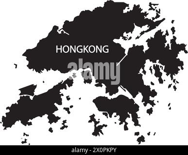 Hong Kong outline silhouette map illustration Stock Vector Image & Art ...