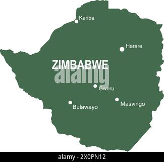 Zimbabwe map. Just a simple border map. Shape of the country. Flat ...