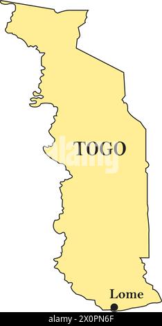 Togo silhouette outline map isolated over a white background Stock ...