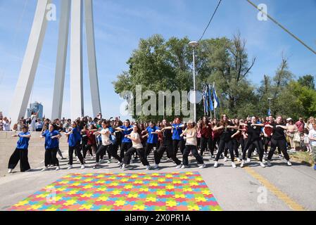 Osijek, Croatia. 13th Apr, 2024. People dance in the rhythm of Rim Tim ...