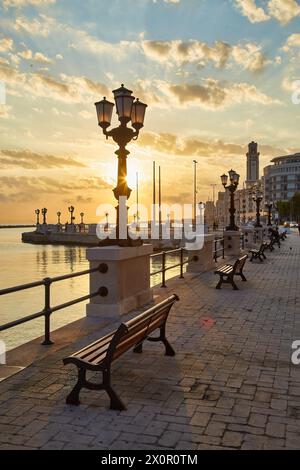 Bari - The promenade at dusk Stock Photo - Alamy