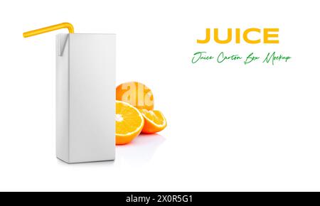 Juice Box Package with Straw Mockup on Isolated Background Stock Photo ...