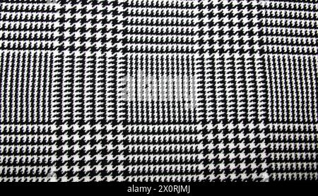 Winter cashmere scarf. Black and white cage texture fabric. Textile ...