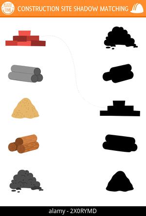 Construction site shadow and shape matching activity with lifting crane ...