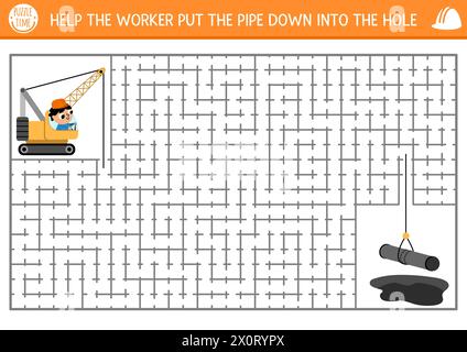 Construction site geometrical maze for kids with road repairing workers ...