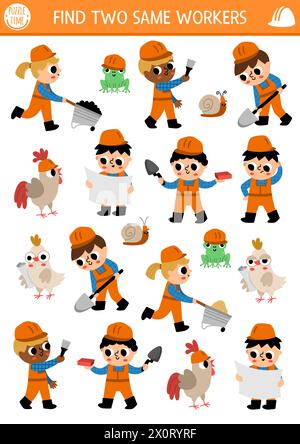 Construction site matching activity with animal and bird builders and ...