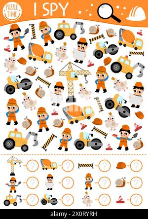 Construction site I spy game for preschool kids. Searching and counting ...