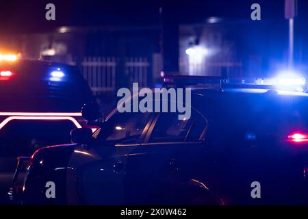 Emergency and police units respond to the scene of an emergency Stock ...
