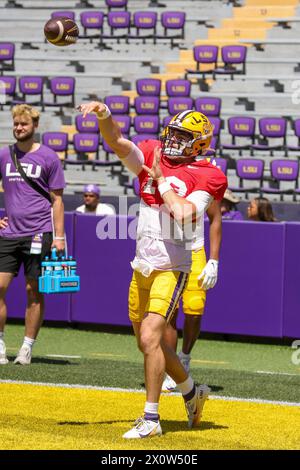 LSU quarterback Garrett Nussmeier (13) throws during an NCAA football ...