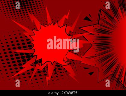 Red and black cartoon backdrop, comic book background. Retro vector ...
