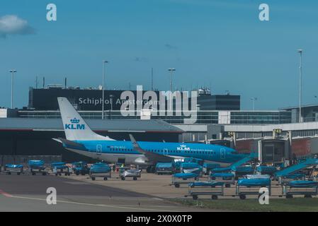 KLM airplane waiting for passengers in Split airport. Aircraft ...