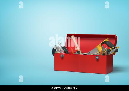 Red toolbox filled with various tools Stock Photo - Alamy