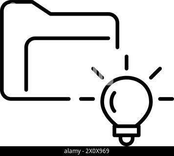 Digital Knowledge Repository Icon. A file folder and glowing lightbulb ...