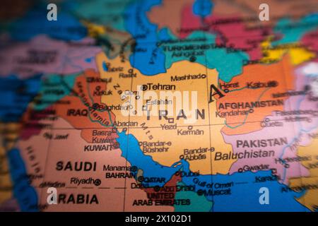Islamic republic of Iran on geopolitical map Stock Photo - Alamy