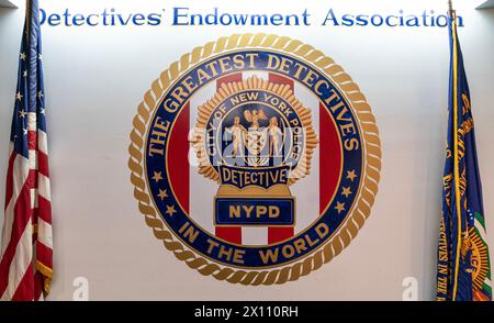 DEA logo seen on the wall as Senator Kirsten Gillibrand speaks during ...