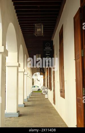 Inside Galle ancient fortress in Galle, Sri Lanka. Copy space for text ...