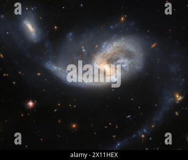 Spiral galaxies interacting Stock Photo - Alamy