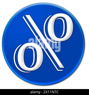 White per cent symbol on a blue glassy button vector illustration Stock ...