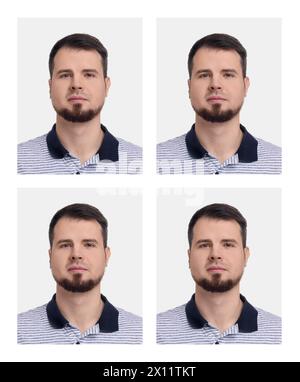 Passport photo. Portrait of man on white background Stock Photo - Alamy