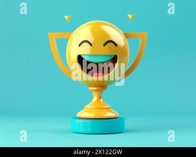 Smilie face award 3d render emoticon Stock Photo - Alamy