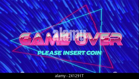 Image of game over text and shapes on blue background Stock Photo - Alamy