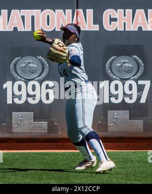 NCAA softball game in the outfield grass before a game on February 8, 2025 in Tampa, Florida ...
