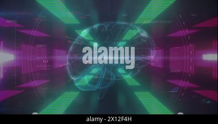 Image of human brain, scope in red neon tunnel Stock Photo - Alamy