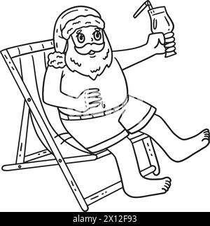 Christmas in July Santa Sunbathing Coloring Stock Vector Image & Art ...