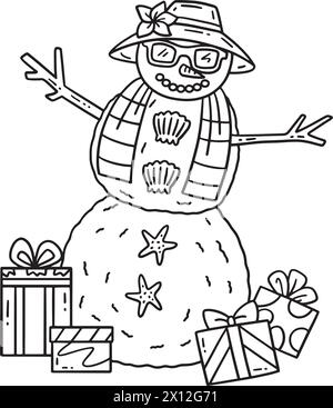 Christmas in July Snowman Isolated Coloring Page Stock Vector Image ...