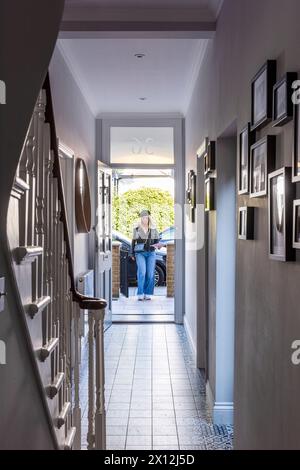 Portrait of homeowner arriving at London flat, UK Stock Photo - Alamy