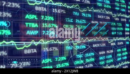 Image of trading board, graph, loading circles and navigation pattern ...