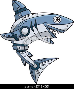 Robot Shark Colored Cartoon Illustration Stock Vector Image & Art - Alamy