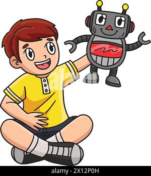 Robot Toy Cartoon Colored Clipart Illustration Stock Vector Image & Art ...