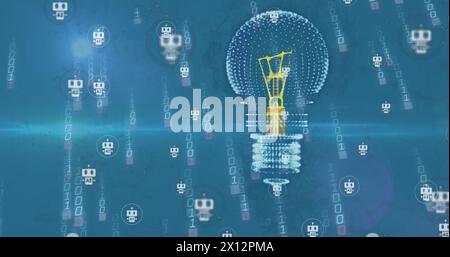 3D Render of a Robot with light bulb Stock Photo - Alamy