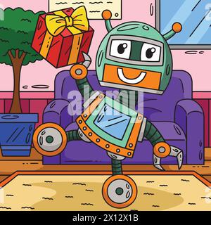 Robot with a Present Cartoon Colored Clipart Stock Vector Image & Art ...