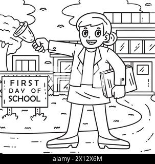 First Day of School Principal with a Bell Clipart Stock Vector Image ...