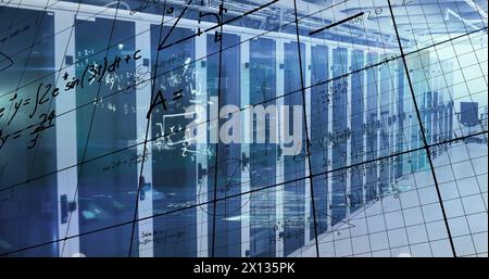 Image of processing data and maths calculations over computer server room Stock Photo - Alamy