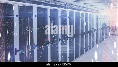 Image of processing data and maths calculations over computer server room Stock Photo - Alamy