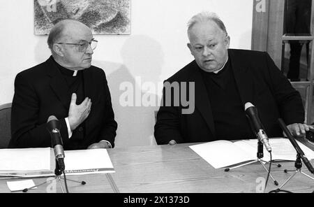 Bishops' conference in Vienna on March 19th 1991: (l-r) Bishop Florian ...