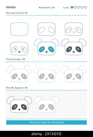 Drawing tutorial for kids. How to draw panda Stock Vector Image & Art ...