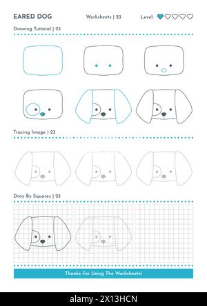 How to Draw a Dog. Step by Step Drawing Tutorial. Draw Guide. Simple ...