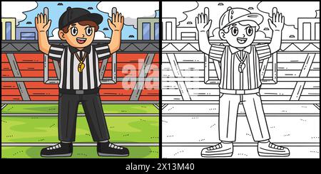 American Football Referee Coloring Page for Kids Stock Vector Image ...