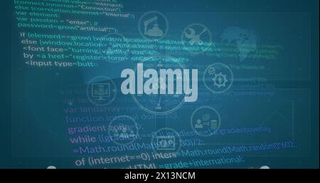 Image of flow charts with computer icons over programming language Stock Photo - Alamy