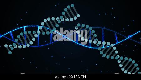 Image of dna strands over digital model on black background Stock Photo ...
